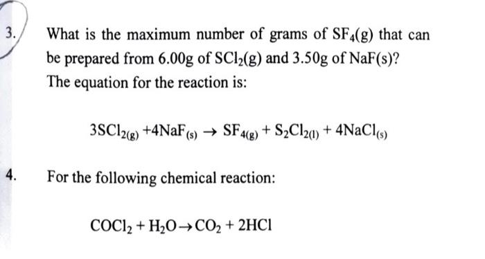 Solved For the following chemical reaction: | Chegg.com