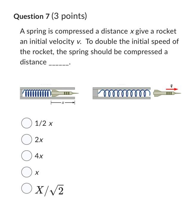 Solved Question 7 (3 points) A spring is compressed a | Chegg.com