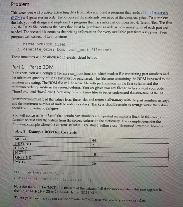 Solved Problem This week you will practice extracting data | Chegg.com