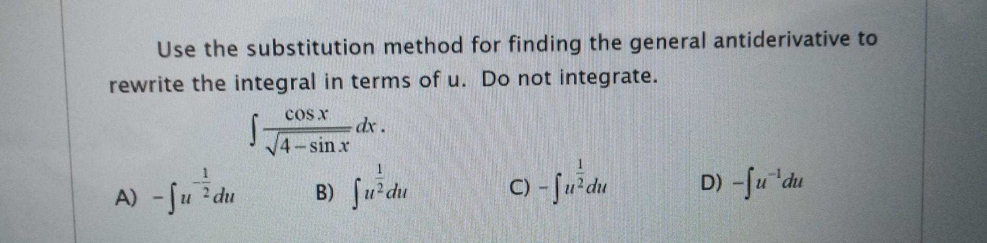 Solved Use the substitution method for finding the general | Chegg.com