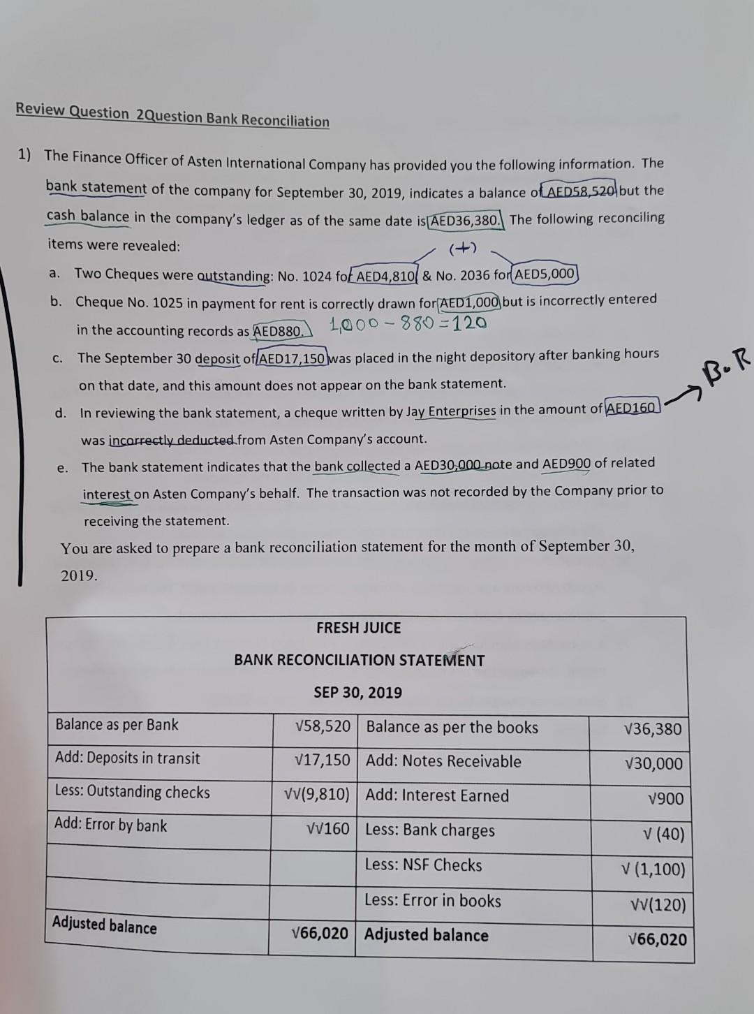 Solved Review Question 2Question Bank Reconciliation 1) The | Chegg.com