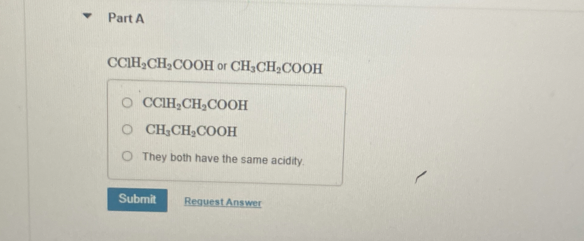 Solved Part ACClH2CH2COO H ﻿or | Chegg.com