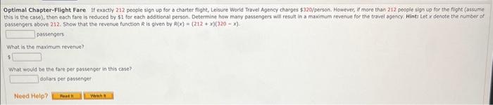 Solved Optimal Chapter-Flight Fare If exactly 212 people | Chegg.com