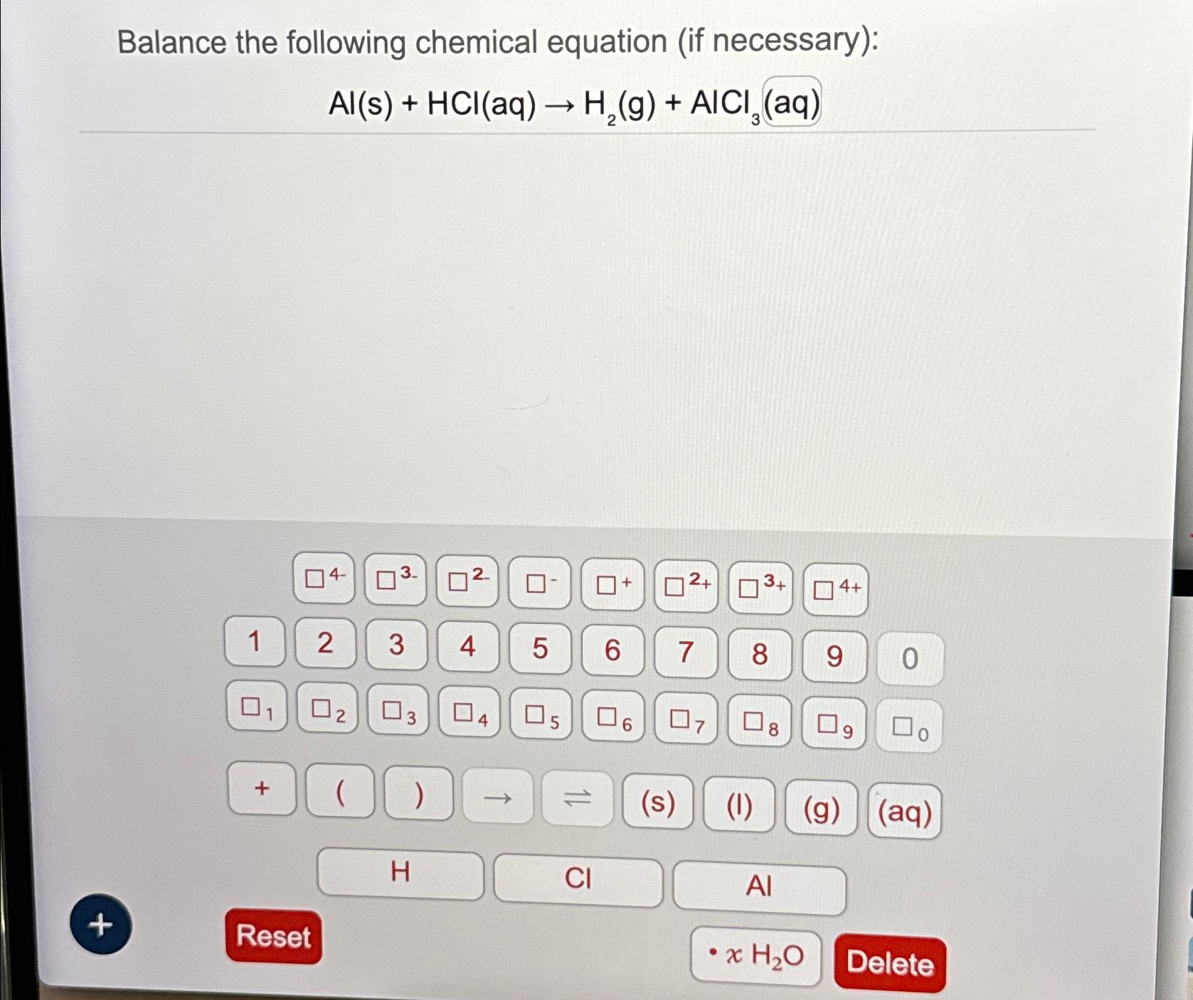 Solved Balance the following chemical equation (if | Chegg.com