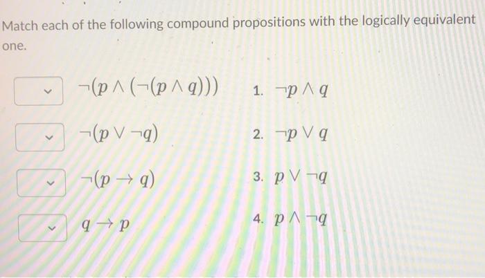 Solved Match each of the following compound propositions | Chegg.com