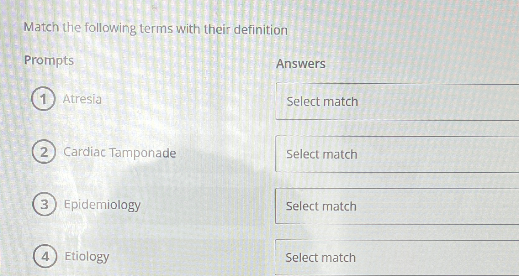Solved Match the following terms with their | Chegg.com