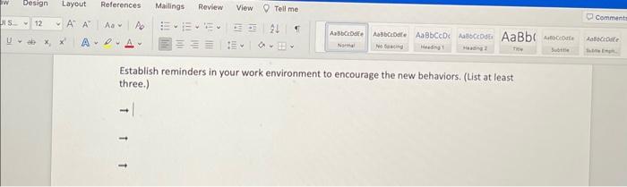 Solved Establish reminders in your work environment to | Chegg.com