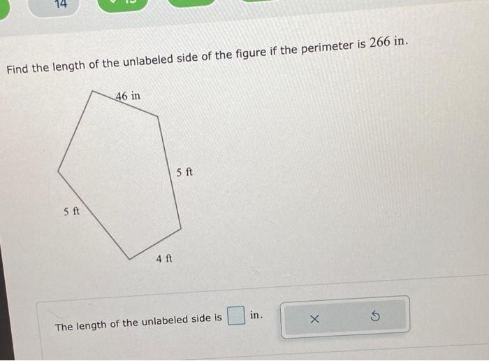 Solved Find the length of the unlabeled side of the figure | Chegg.com