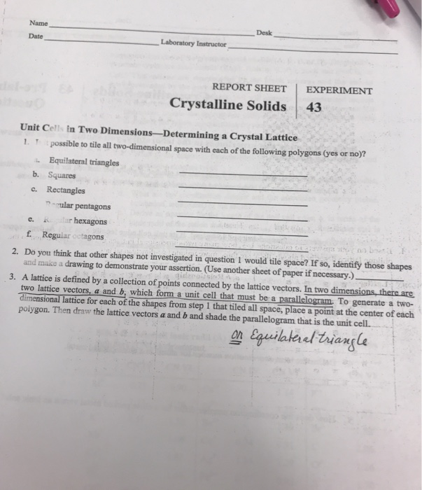 Solved Name Desk Date Laboratory Instructor REPORT SHEET | Chegg.com