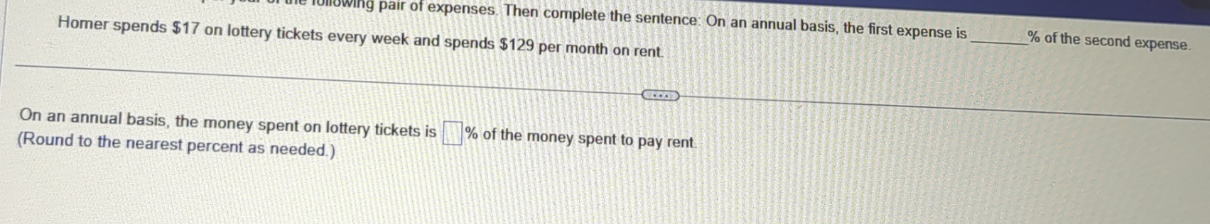 Solved pair of expenses. Then complete the sentence: On an | Chegg.com
