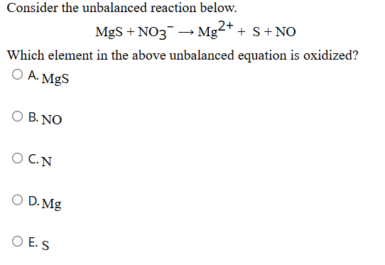 Solved Consider the unbalanced reaction | Chegg.com