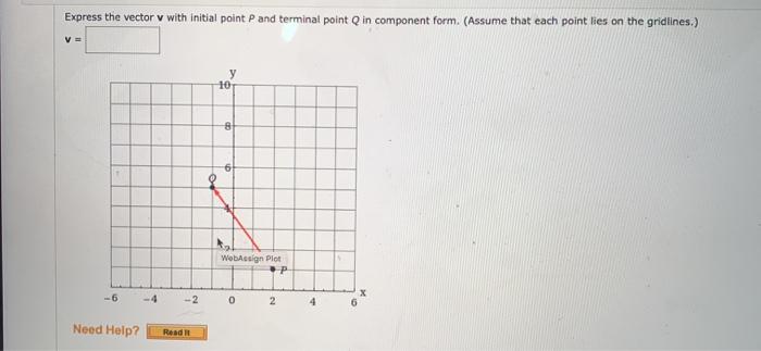 Solved Express the vector v with initial point P and | Chegg.com