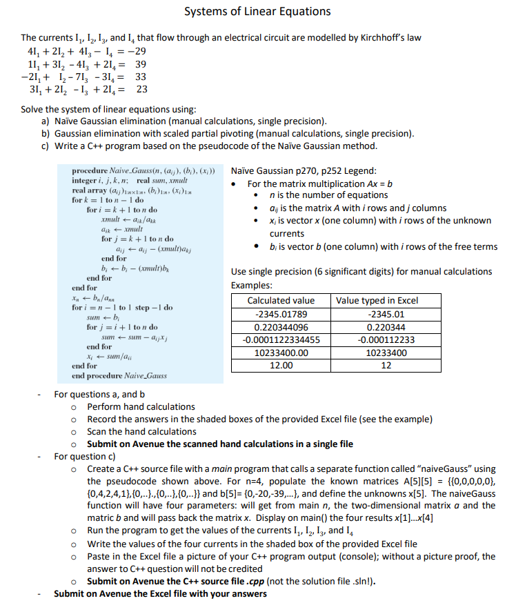 Solved Systems Of Linear Equations The Currents I1 I2 I3