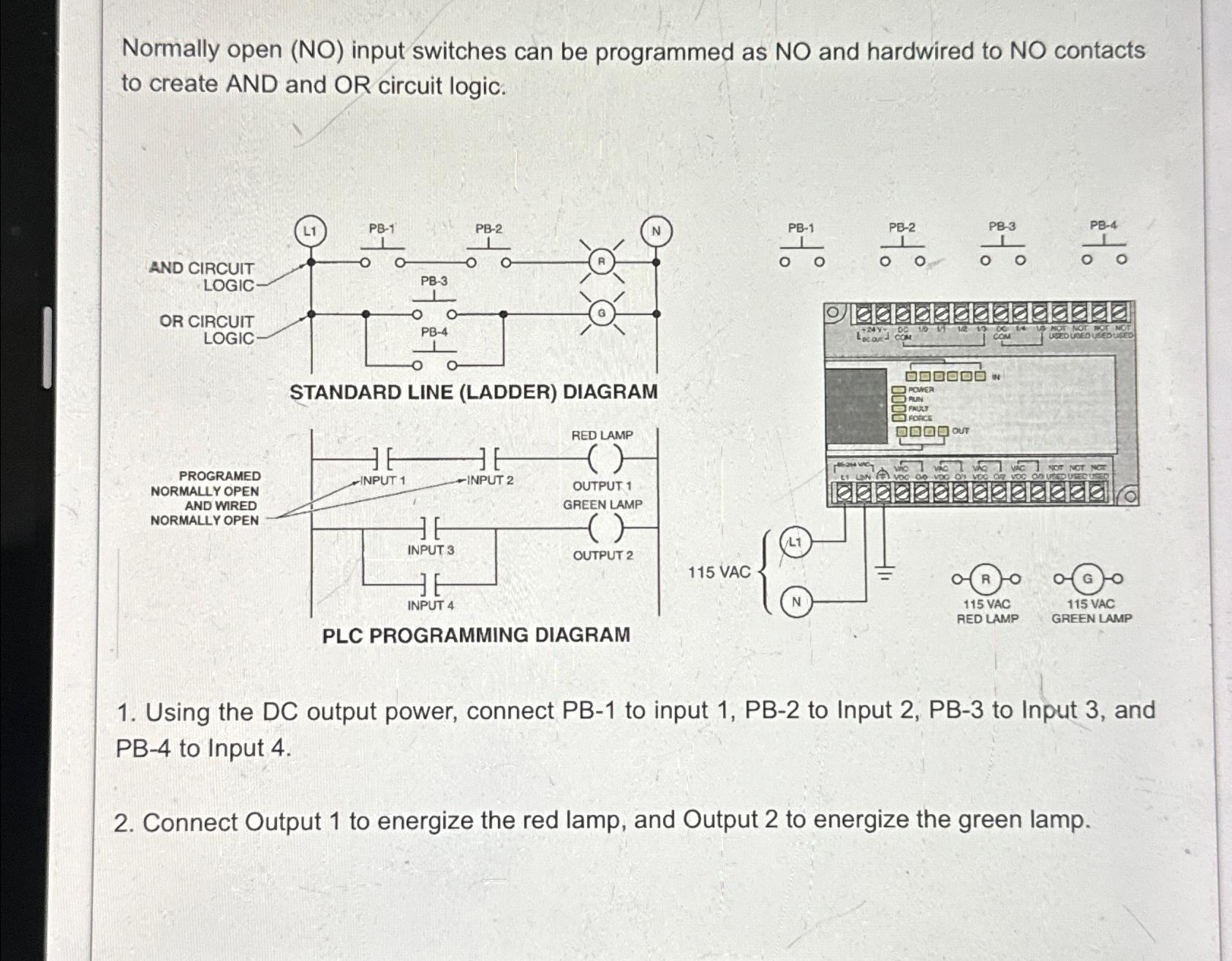 Solved Normally open (NO) ﻿input switches can be programmed | Chegg.com