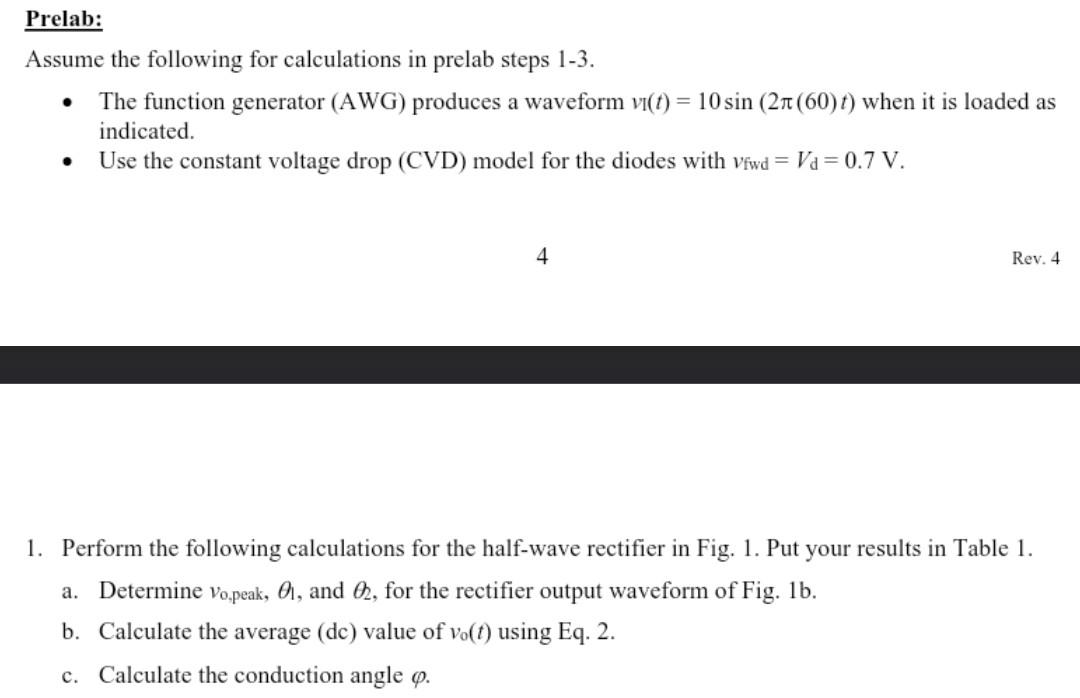 Solved Prelab: Assume the following for calculations in | Chegg.com
