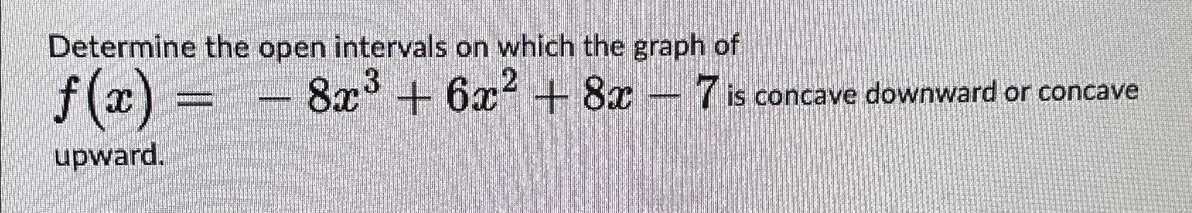 Solved Determine the open intervals on which the graph of | Chegg.com