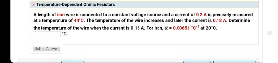 Solved Temperature-Dependent Ohmic Resistors A length of | Chegg.com