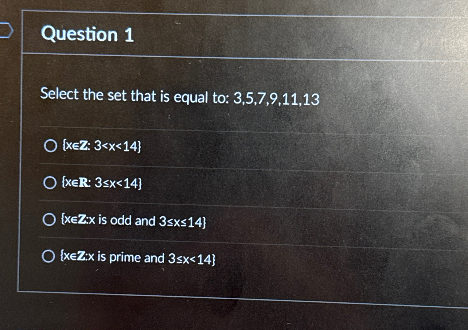 Solved Question 1Select the set that is equal to: | Chegg.com