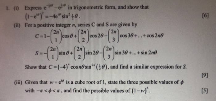 Solved [6] 1. (0) Express eto - e in trigonometric form, and | Chegg.com