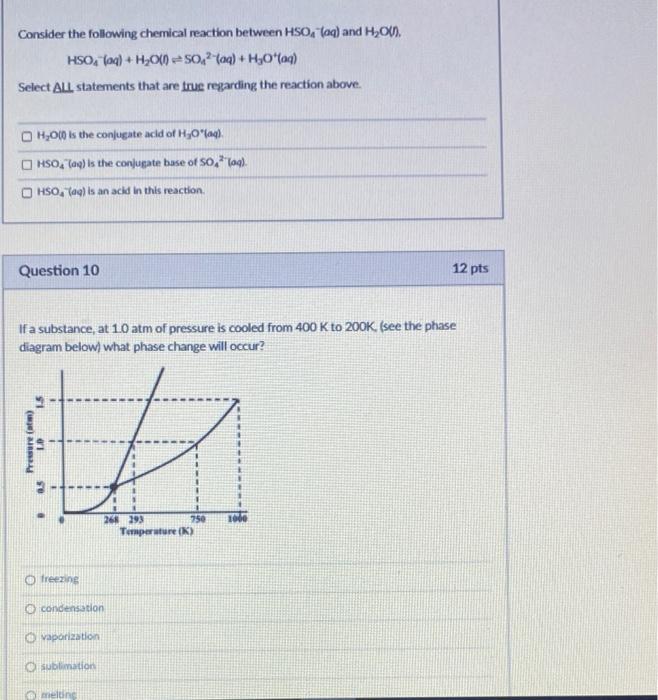 Solved Consider the following chemical reaction between HSO, | Chegg.com