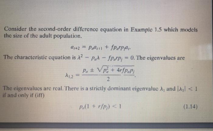 Solved - Consider the second-order difference equation in | Chegg.com