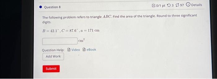 Solved The following problem refers to triangle ABC. Find | Chegg.com