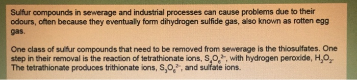 Solved half equation one is given by , S4O6 2- -> S3O6 2- + | Chegg.com
