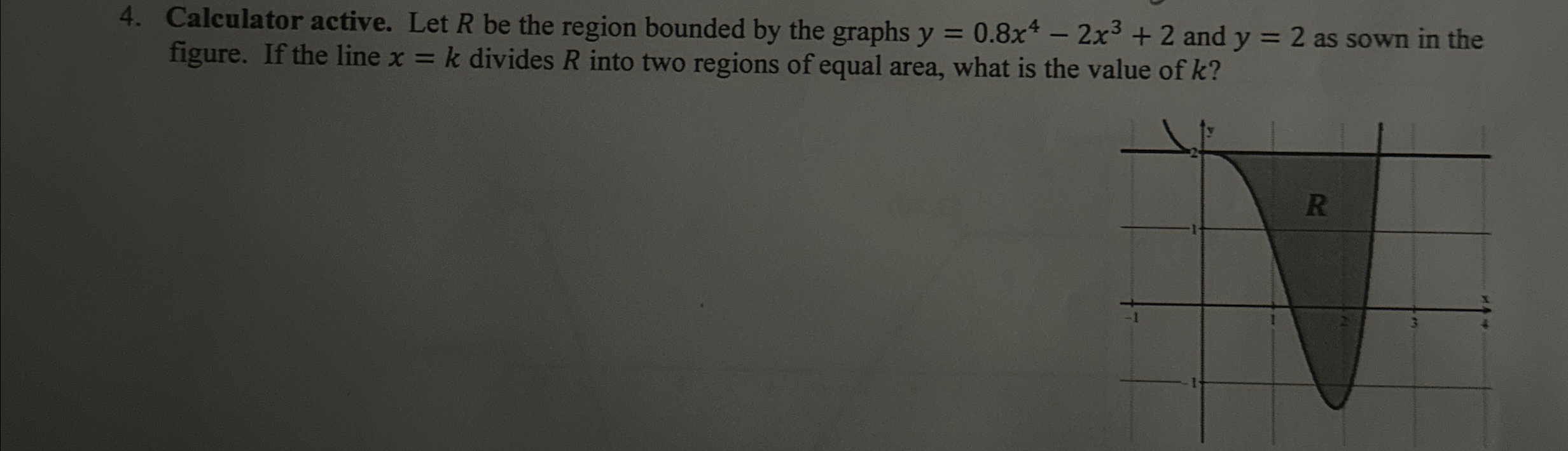 Solved Calculator active. Let R ﻿be the region bounded by | Chegg.com