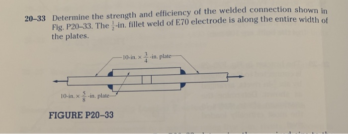 Solved Fig. P20-33. The -in. fillet weld of E70 electrode is | Chegg.com