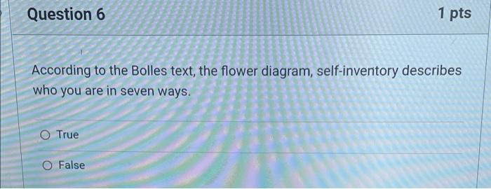Solved Question 6 1 pts According to the Bolles text, the | Chegg.com