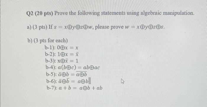 Solved Q2 (20 pts) Prove the following statements using | Chegg.com Solved Q2 (20 pts) Prove the following statements using | Chegg.com