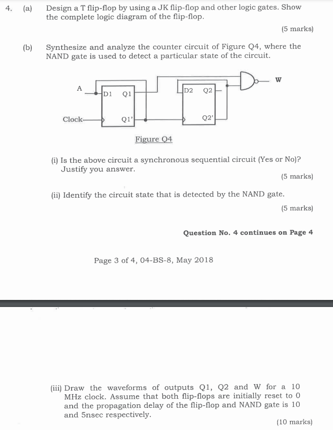 Solved (a) ﻿Design a T flip-flop by using a JK flip-flop and | Chegg.com