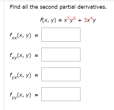Solved Find all the second partial | Chegg.com