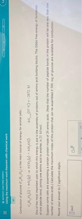 Solved III ENTROPY AND FREE ENERGY Using the maximum work | Chegg.com