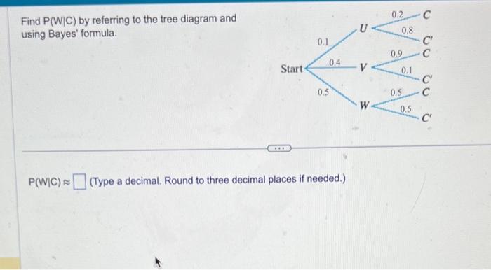 Solved Find P(W∣C) by referring to the tree diagram and | Chegg.com