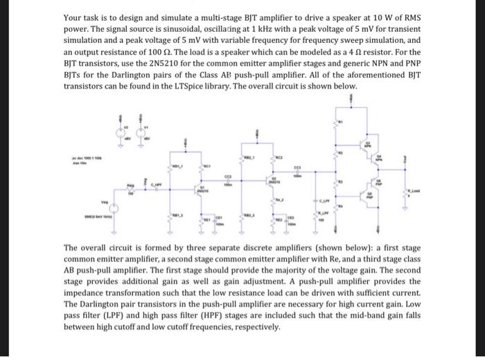 Your task is to design and simulate a multi-stage BJT | Chegg.com