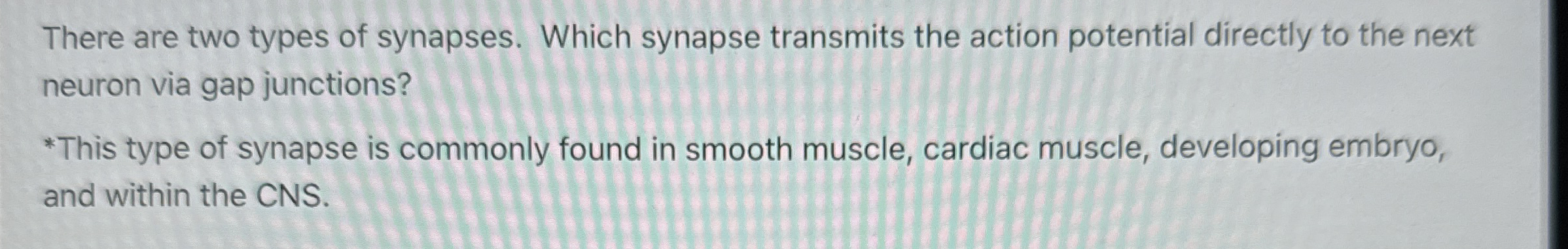 Solved There are two types of synapses. Which synapse | Chegg.com