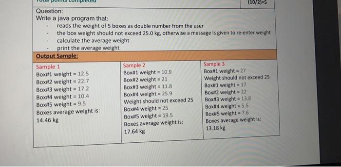 Solved Question: Write a java program that: reads the weight | Chegg.com