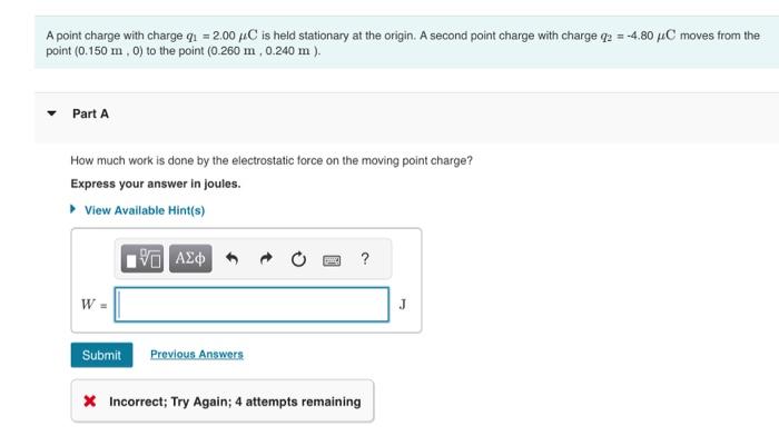Solved A point charge with charge q1=2.00μC is held | Chegg.com