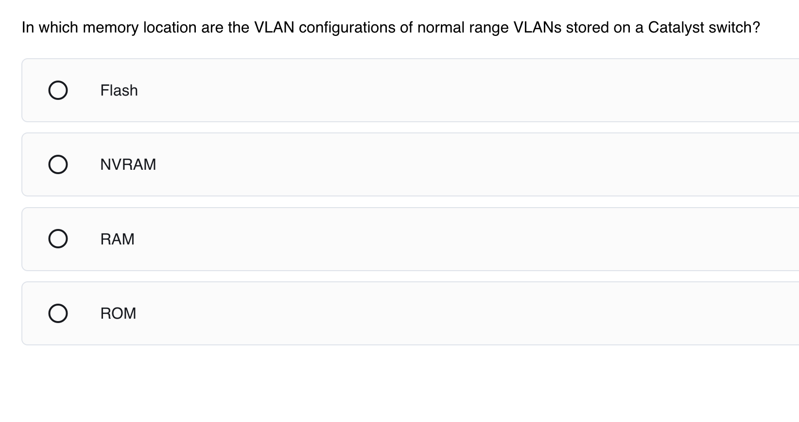 Solved In which memory location are the VLAN configurations | Chegg.com