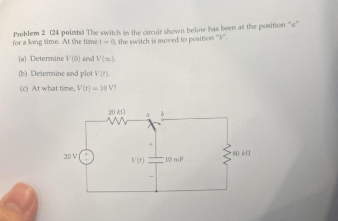 Solved Problem 2 (24 points) The switch in the circuit shown | Chegg.com