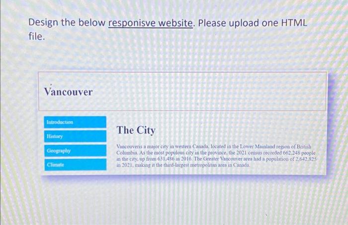 Design the below responisve website. Please upload | Chegg.com