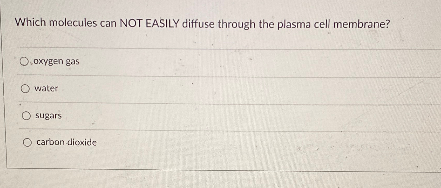 Solved Which molecules can NOT EASILY diffuse through the | Chegg.com