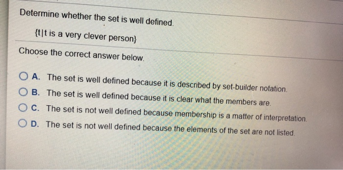 Solved Determine whether the set is well defined. {tit is a | Chegg.com