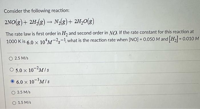 Solved Consider the following reaction: | Chegg.com
