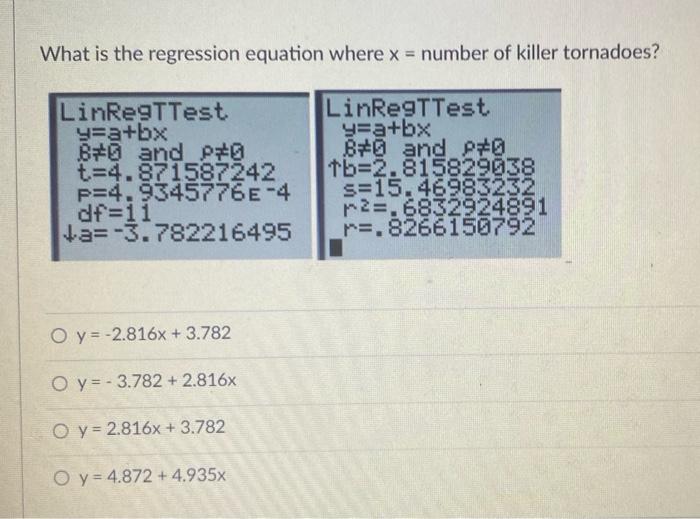 Solved What is the regression equation where x = number of | Chegg.com