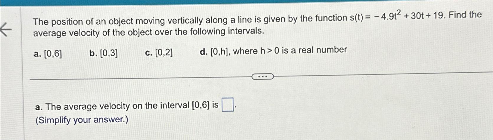 Solved The position of an object moving vertically along a | Chegg.com