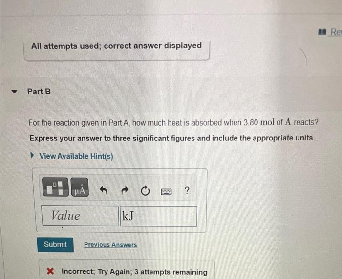 Solved All attempts used; correct answer displayed Part B | Chegg.com