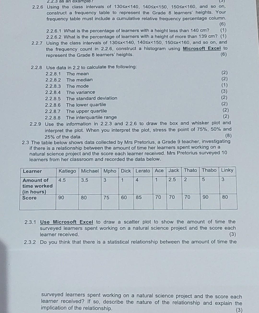2.2.6 Using the class intervals of | Chegg.com