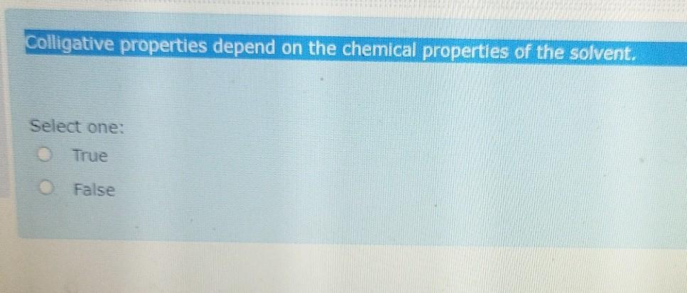 Solved Colligative properties depend on the chemical | Chegg.com